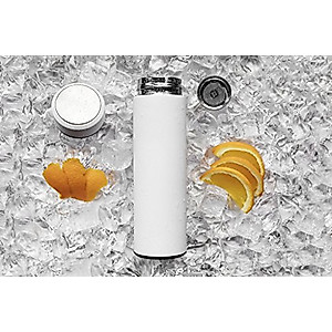 Stainless Steel Water Bottle Tumblers: BPA Free, Vacuum Insulated Travel Mug with Lid and Removable Fruit and Tea Filter  for Hot or Cold Beverages - 17 oz. Infuser Bottles Set of 2 (Black and White)