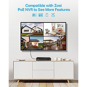 ZOSI 5MP 3K Add-on Security Dome POE Camera, 2880 x 1620 Indoor Outdoor IP Camera, 80ft Night Vision, 3.6mm Lens, 95°View Angle, IP66 Weatherproof (Only Work with Our PoE NVR)