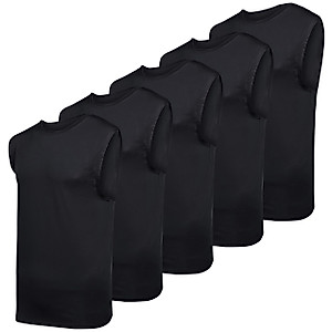 Real Essentials Men's Dry Fit Jersey Sleeveless Tank Top Muscle Yoga Active Men Basketball Beach Gym Workout Running Fitness Athletic Gym Bodybuilding Undershirt Tee T-Shirt, Set 6, 3XL, Pack of 5