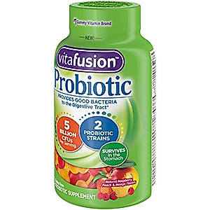 Vitafusion Probiotic Gummy Supplements, Raspberry, Peach and Mango Flavored Probiotic Nutritional Supplements, 70 Count