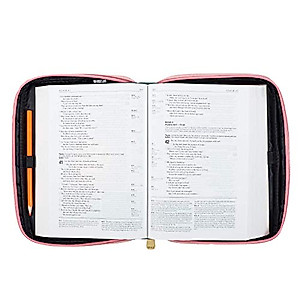 Christian Art Gifts Women's Fashion Bible Cover Blessed, Pink/White Scalloped Faux Leather, Large