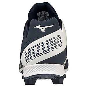 Mizuno Men's Wave Lightrevo Baseball Shoe, Navy-White, 8.5
