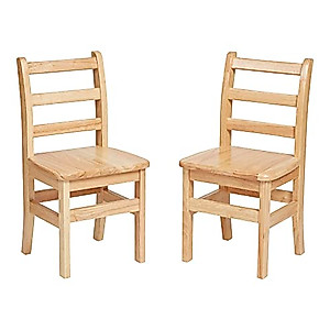 ECR4Kids Three Rung Ladderback Chair, Classroom Seating, Natural, 2-Pack