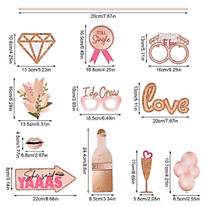 SUSSURRO 21 Count Bridal Shower Photo Booth Props Kit Engagement Photo Booth Accessories Rose Gold Wedding Party Funny Selfie Props with Sticks& Stickers for Party Favour Supplies