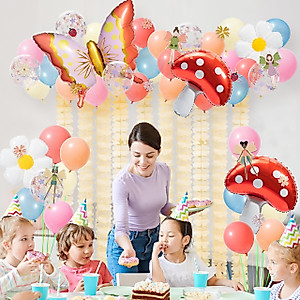 Cheerland 52pcs Fairy Theme Balloons Garland Party Decoration Kit for Enchanted Forest Mushroom Girls Garden Butterfly Woodland Birthday Flower Decor Tea Party Baby Shower Fairytale Balloon Backdrop