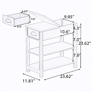 Narrow Flip Top End Table - LifeSky Slim End Table with Drawer - End Tables with Storage for Small Spaces Living Room White