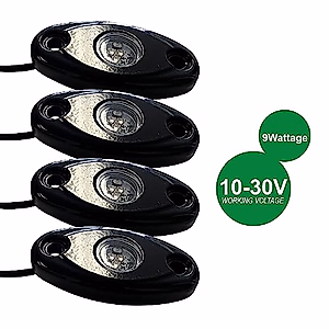 SCSK8 12V MAX Accent Lights 4pcs Set | IP67 Waterproof, 9W, Aluminum Case (ALC-R) | LED Rock Lights Underbody Light for Offroad Truck UTV ATV Boat | Durable Aluminum Case (Green)