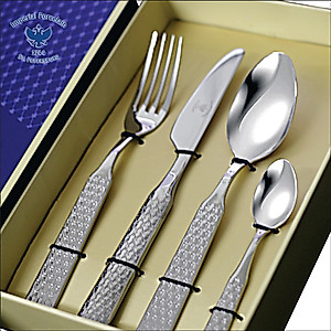 Lomonosov Imperial Porcelain Cobalt Net Blue Silverware Stainless Steel (Spoon, Fork, Knife) 4 Piece Set