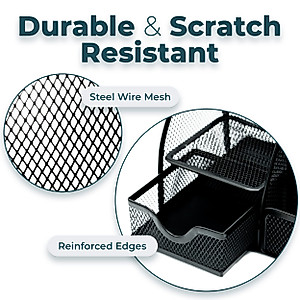 Greenco Mesh Desk Organizer Office Supplies Caddy, 6 Compartments, Small Black Desk Organizer for Pen, Pencil, Small Office Supplies and Stationary Accessories Storage Organization