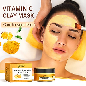 POP MODERN.C Turmeric Vitamin C Clay Mask Deep Cleansing Face Mask Skin Care Improve Blackheads Acne Dark Spots and Even out skin tone Facial Mask Control Oil and Refining Pores