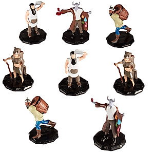 Monster Townsfolk Mini Fantasy Figures - Merchants - 8pc Hand-Painted Non Player Character NPC Miniatures - 1" Hex-Sized Compatible with DND Dungeons Dragons, Pathfinder, RPG Games