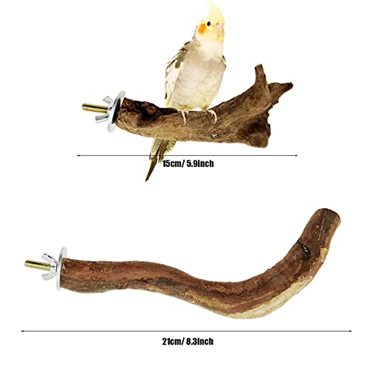 Allazone 5 PCS Bird Perch Natural Wood Bird Perch Stand Wooden Parrot Perch Stand Bird Standing Stick Swing Chewing Bird Toys for Parrot Cages Toy for Cockatiels, Parakeets, Finches