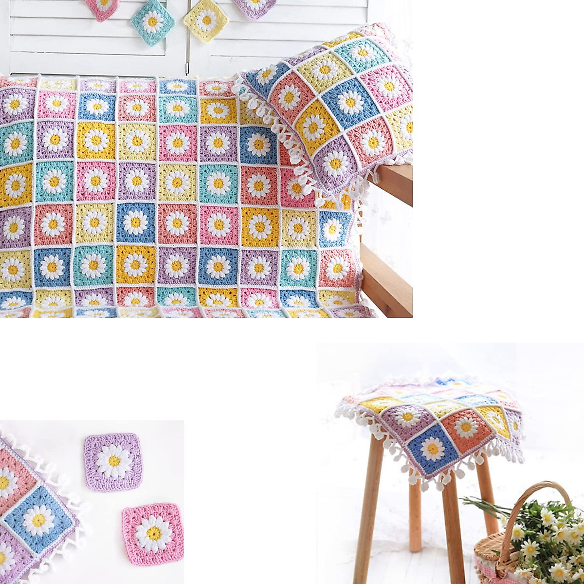 golo Crochet Yarn Cotton 6/4 Cotton Cone Yarn (Denim Blue-Yellow)