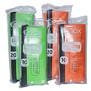 ecox Outdoors Waterproof Dry Bag for Outdoors Activities High Grade 500D PVC Construction Includes Waterproof Phone Case and Side Strap for Easy Carry 20L Orange DB20LOR