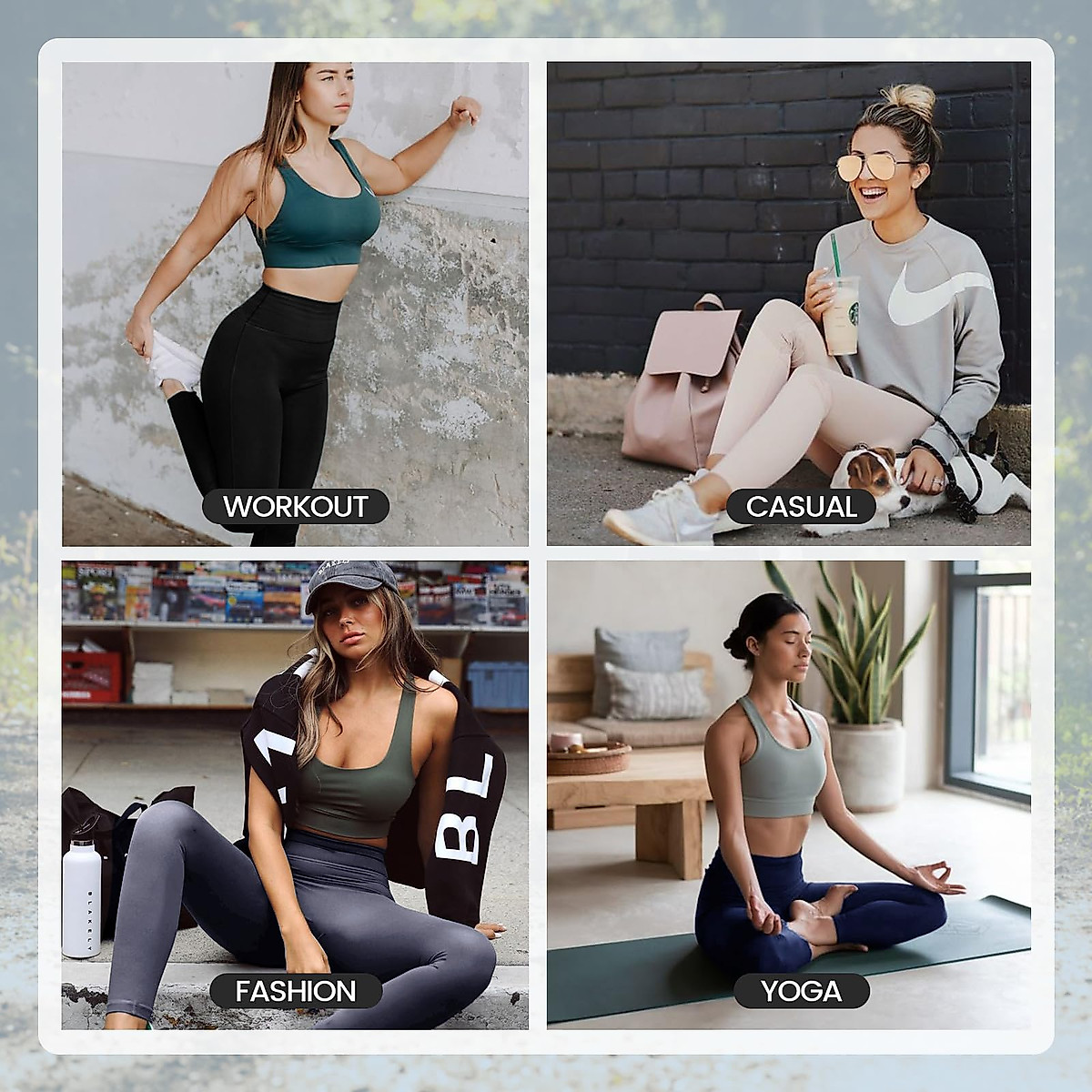 High Waisted Leggings for Women - No See Through Tummy Novelty Workout Yoga Pants with Pockets Reg & Plus A-White