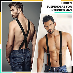 Janmercy 2 Pcs Suspenders for Men Under Clothing Hidden Airport Friendly Suspenders with Plastic Clip(Black, Khaki)