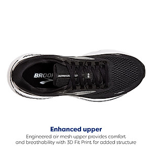 Brooks Men’s Adrenaline GTS 23 Supportive Running Shoe - Black/White/Silver - 9.5 Medium