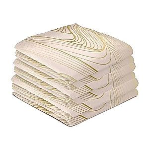 FUGIDOG Kitchen Dish Towels Set of 4, Luxury Gold Line Pattern Ultra Soft Absorbent Kitchen Towels Tea Towels Hand Towels Quick Drying Reusable Cleaning Cloths, 18 x 28 inch