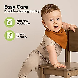 8-Pack Organic Baby Bandana Drool Bibs – Stylish Unisex Bandana Bibs - Super Absorbent Bandana Drool Bibs – Gentle Teething Bibs for Infants - Organic Cotton Baby Bib (Basics)