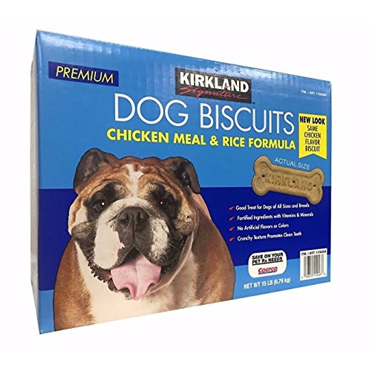 Kirkland Signature Premium Dog Biscuits Chicken Meal & Rice Formula 15 LB,standart