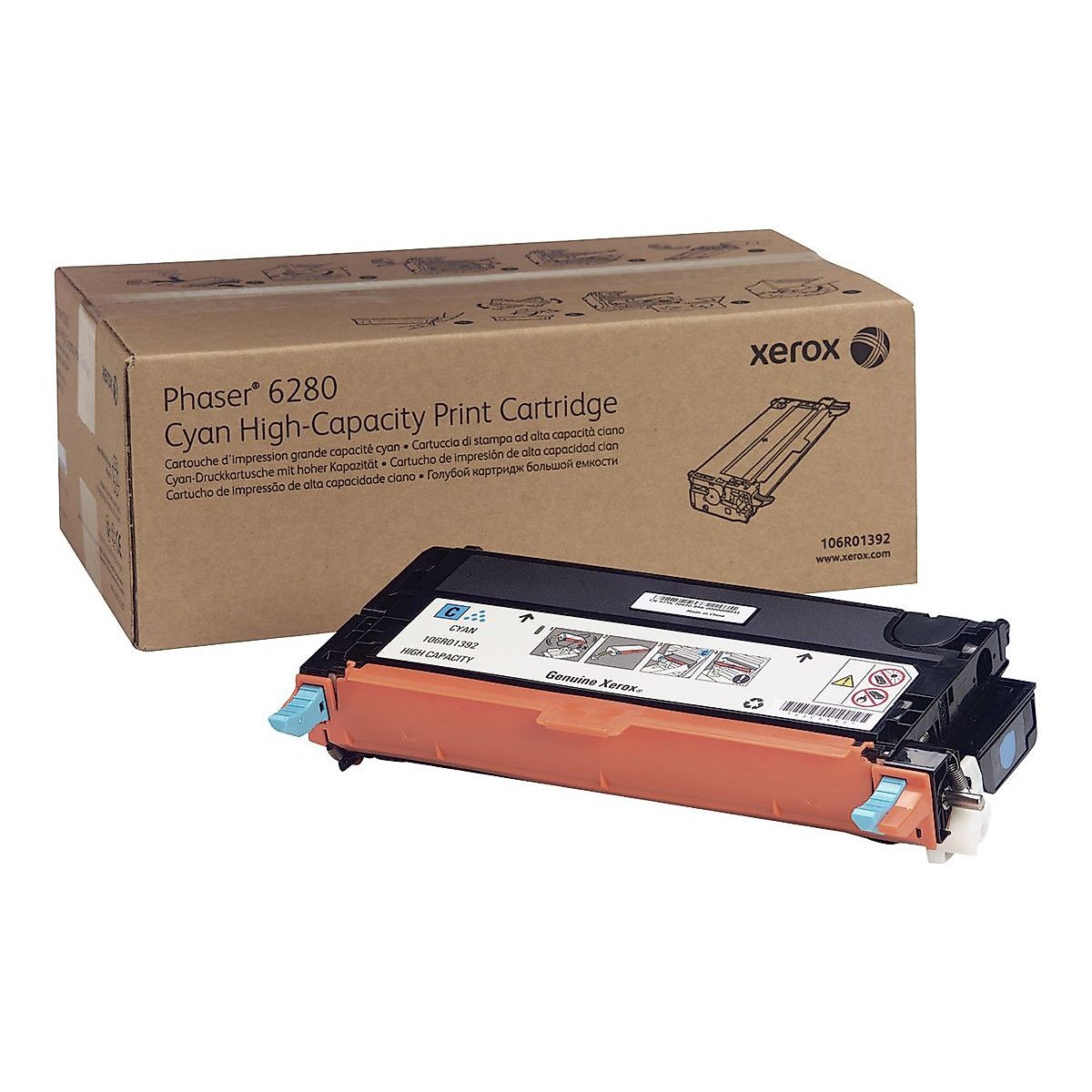 Xerox Phaser 6280 Cyan High Capacity Toner Cartridge (5,900 Pages) - 106R01392