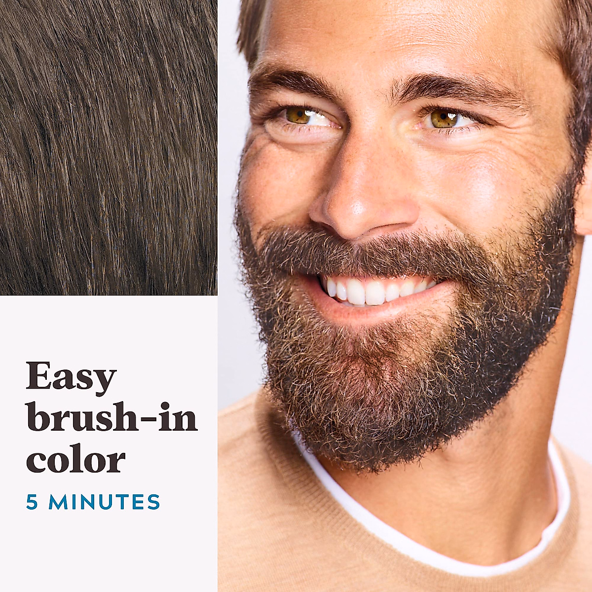 Just For Men Mustache & Beard, Beard Dye for Men with Brush Included for Easy Application, With Biotin Aloe and Coconut Oil for Healthy Facial Hair - Medium-Dark Brown, M-40, Pack of 1