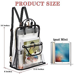 KUI WAN Clear Bag, Clear Backpack Stadium Approved Heavy Duty PVC Transparent Backpack for Concert Sport Events Work