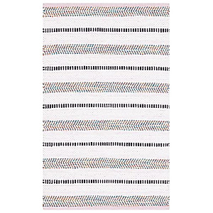 Safavieh Montauk Collection Accent Rug - 2' x 3', Pink & Ivory, Flat Weave Farmhouse Boho Stripe Cotton Design, Easy Care, Ideal for High Traffic Areas in Entryway, Living Room, Bedroom (MTK702U)
