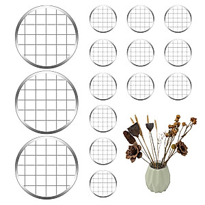 Mason Jar Lids, 15Pcs Metal Wide Mouth Mason Jar Lid Organizer Universal Mason Jar Covers Flower Organizer Lid Insert with Square Grids Mesh Cover Flower Grid for Vase for Home Office Flower Arranging