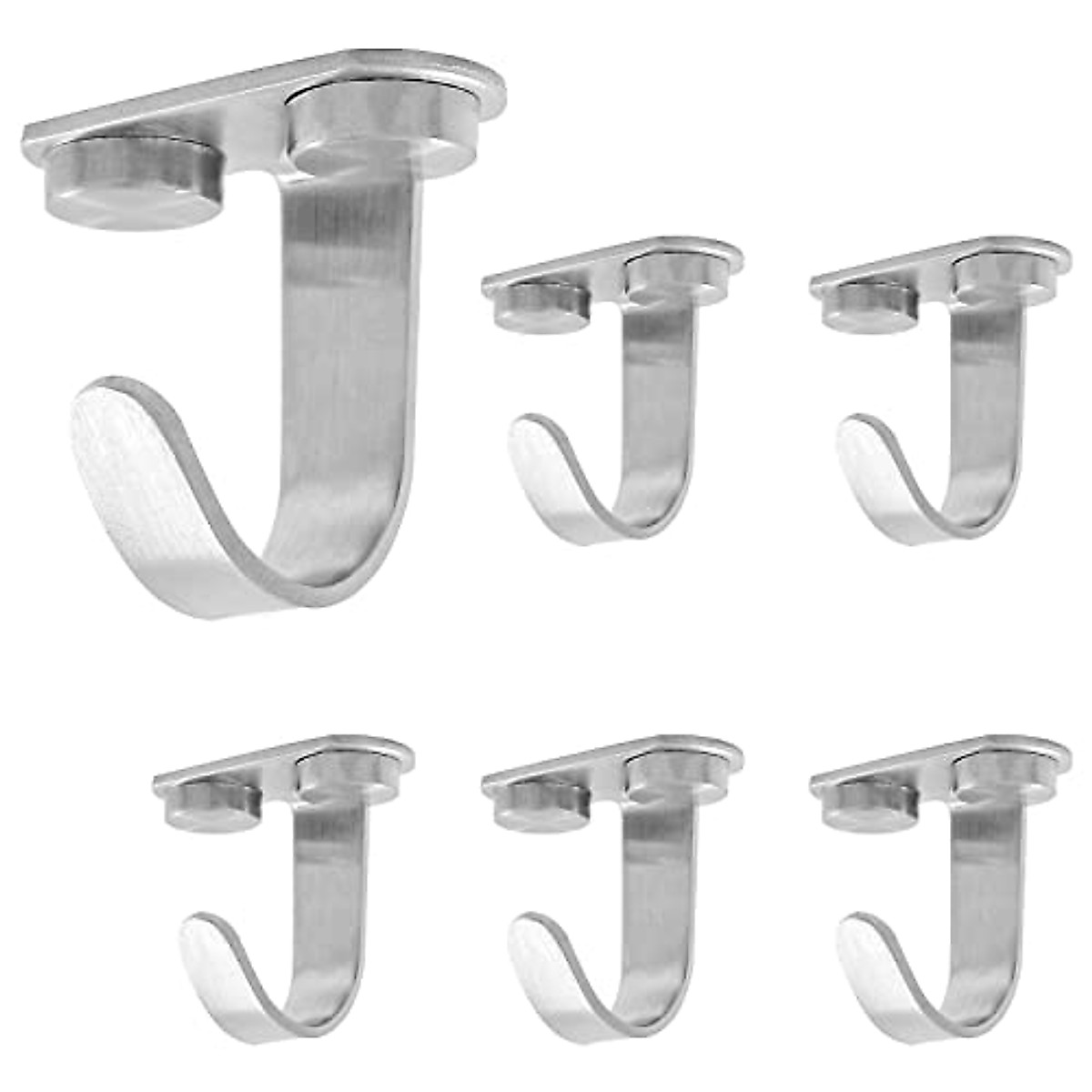 Cionyce 6 PCS Stainless Steel Screws Mount Ceiling Hooks, Brushed Nickel Towel Hook Heavy Duty Robe Clothes Hook, Under-Shelf Coat Hook Hanger for Bathroom Kitchen Cabinet