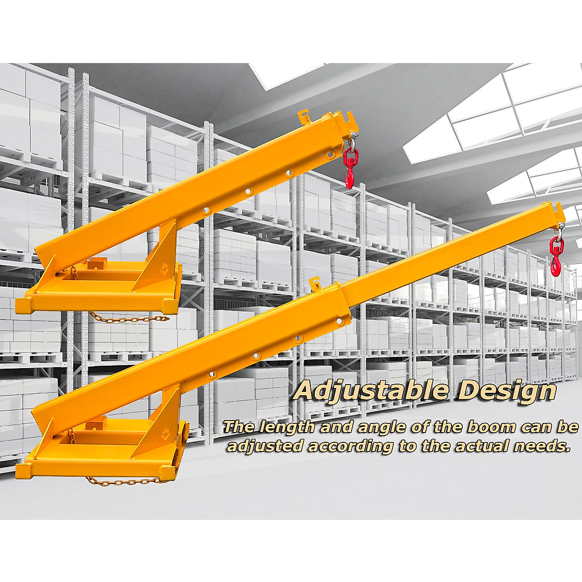 INTSUPERMAI Forklift Mobile Crane Adjustable Forklift Crane Attachment with Truss Hoist Jib Boom Hook for Extension Attachment Equipment 2 Ton / 4400 LB