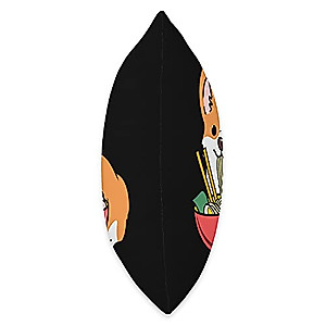 Corgi Eating Ramen Throw Pillow, 16x16, Multicolor