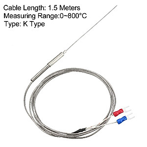 uxcell K Type Thermocouple Temperature Sensor Probe 1x100mm(0 to 800C) 5ft Temperature Controller