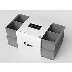 glacio Ice Cube Trays Silicone - Large Ice Tray Molds for making 8 Giant Ice Cubes for Whiskey - 2 Pack