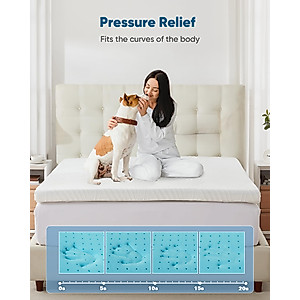 3 Inch Gel Memory Foam Mattress Topper Queen Size,Waterproof Mattress Pad Cover for Pressure Relief, Bed Protector Topper with Removable ，Soft & Sleep Peacefully