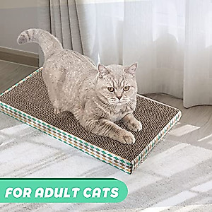 PrimePets Wide Cardboard Cat Scratcher, 3 Pack Reversible Cat Scratch Pad with Box, Flat Corrugated Board Replacement for Furniture Protection, Catnip Included