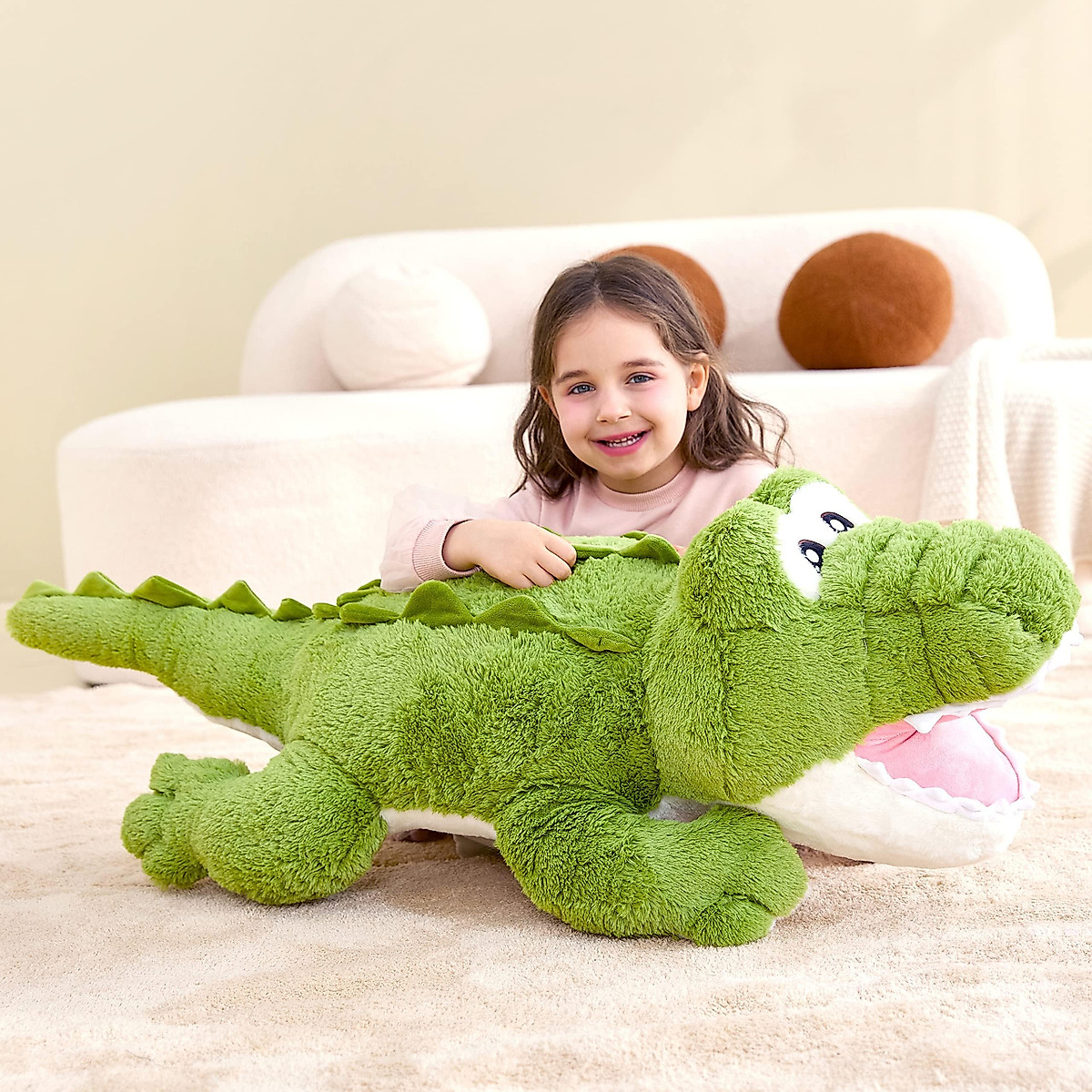 IKASA Giant Crocodile Stuffed Animal Plush Toys,Soft Toy 30" Alligator Large Cute Huge Jumbo Big Size Kawaii Fluffy Fat Plushie,Gifts for Kids