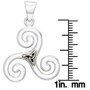 Jewelry Trends Celtic Triskele with Gold-Plated Trinity Knot Sterling Silver Pendant