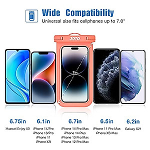 JOTO Waterproof Phone Pouch IPX8 Universal Waterproof Case Dry Bag Phone Protector for iPhone 14 13 12 11 Pro Max Plus XS XR X 8 Galaxy S23 S22 S21 S20 Pixel Up to 7" -2 Pack, Blue/Orange