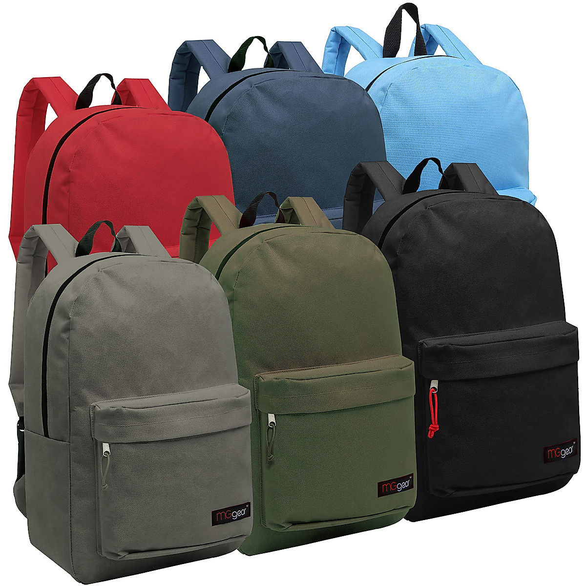 Wholesale 16.5 Inch Backpacks - Case of 24 Multicolored MGgear Bulk School Bags