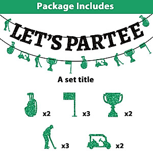 Golf Birthday Banner Let's Partee Golf Themed Party Decorations Golf Party Supplies for Lets Partee Banner Golf Happy Birthday Party Adults Kids Baby Shower Hanging Swril Decor