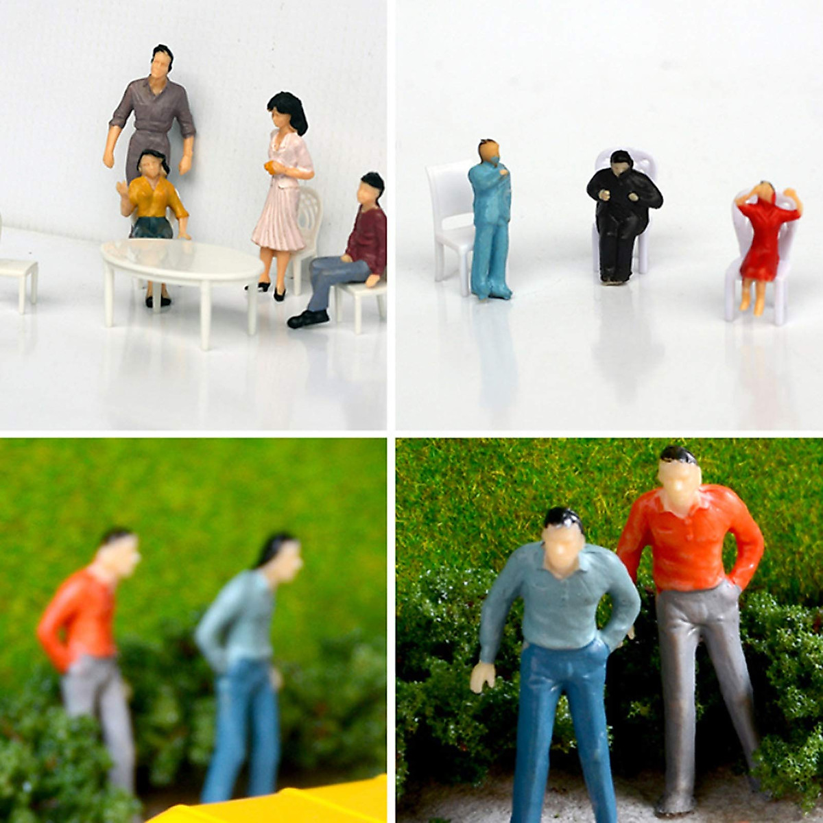 People Figurines, 20 Pcs Model Trains Architectural 1:30 Scale 2.2 Inch Painted Figures Sitting and Standing Tiny People for Miniature Scenes Railway Layout