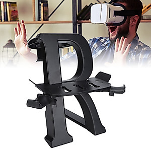 CHICIRIS VR Headset Stand and Controller Holder, Portable VR Headset Stand Compatible Easy to Install with a Stable Base for Rift S for Vive for Quest 2(Black)