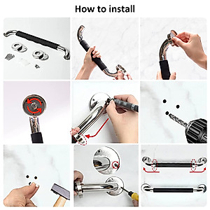 Funland 2 Pack 12 Inch Shower Grab Bar with Anti-Slip Rubber Grip, Stainless Steel Grab Bars Handles for Elderly, Bath Grab Bar, Handicap Grab Bars, Bathroom Balance Senior Assist Handle, Black