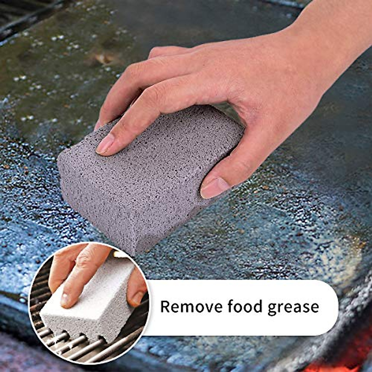 Grill Griddle Cleaning Kit 7 Piece, 4 Griddle Cleaning Pads with One Holder, 2 Grill Cleaning Brick Block,Griddle Cleaning Accessories, Grill Gleaning Tools