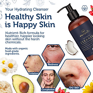 Era Organics USDA Organic Men's Face Wash - Nourishing and Hydrating Facial and Body Cleanser for Smoother Skin