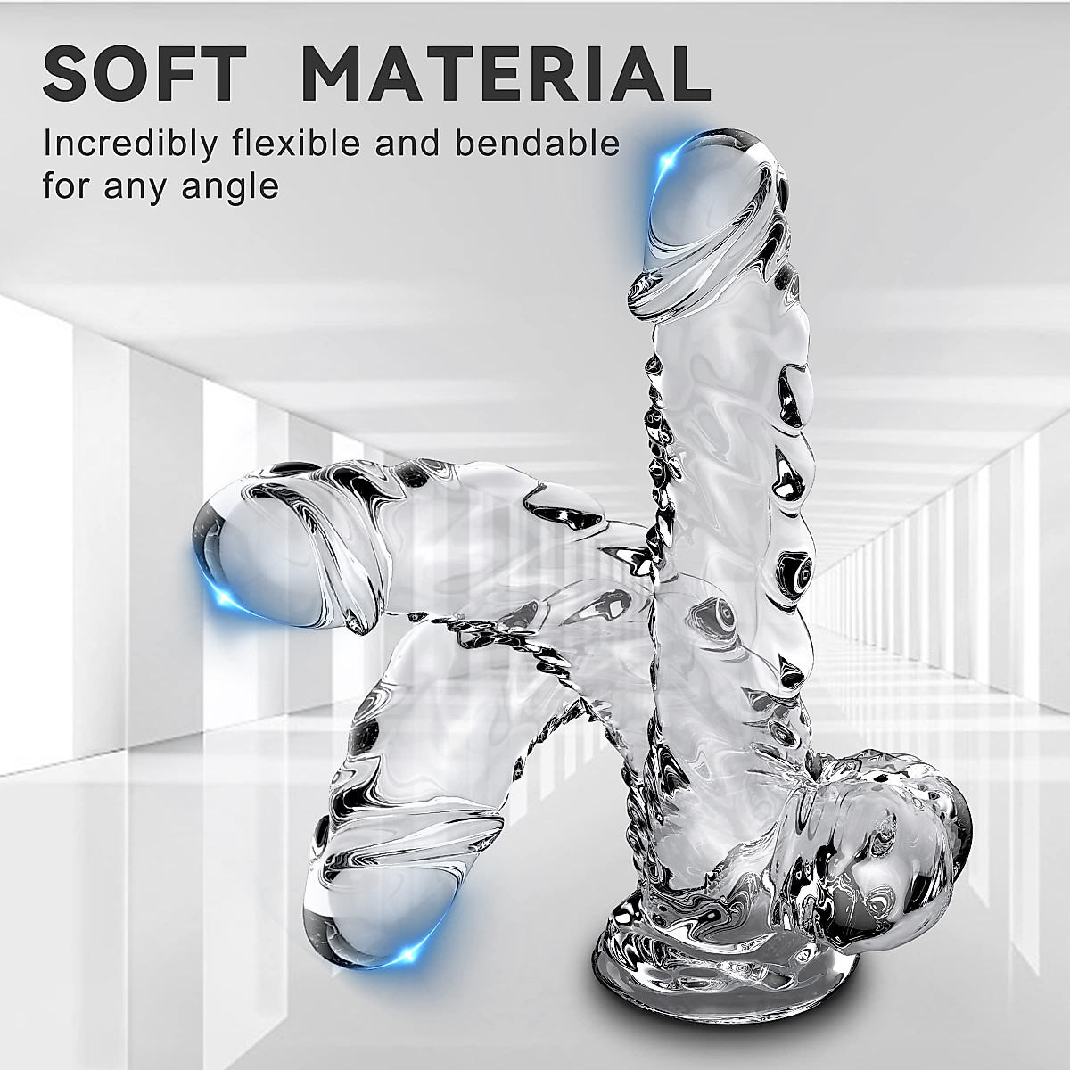 8.2 Inch Clear Dildo Sex Toys - Soft Realistic Dildos with Suction Cup Monster Dildo with Hands-Free Play Curved Shaft and Ball Fake Penis, Anal G Spot Dildo Suitable for Beginner Women and Gay