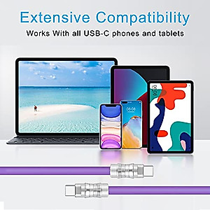 WLGQ USB C to USB C Cable, PD100W Skin-Friendly Liquid Silicone Material Fast Charging Cable USB Type C Interface Device Universal Charging Cable Purple 1.6Ft