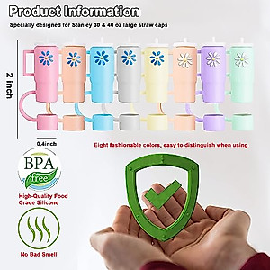 EXQUILEG Straw Covers Cap Fit for Stanley Cup, 8Pcs Silicone Straw Toppers Compatible for Stanley 30&40 Oz Tumbler, 10mm Drinking Straw Tip Covers Fit for Stanley Cups Accessories