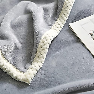 PAUHN Fleece Blanket Throw XL Size Light Grey 48"x80" Throw Blanket for Couch Nice White Edging Soft Blanket Warm,Plush,Fluffy,Cozy,Thick,Throw for Sofa,Bed,Office Travel